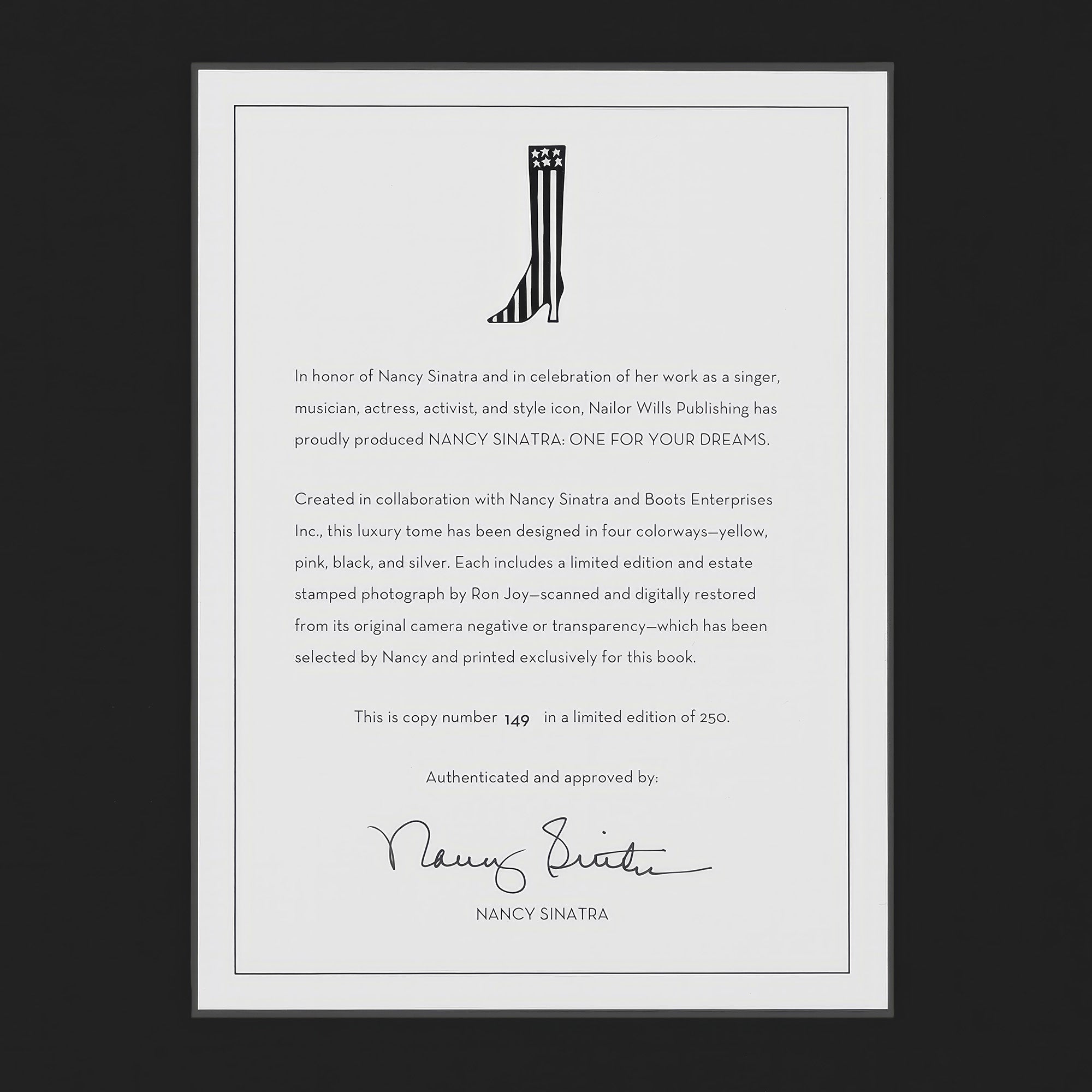 Nancy Sinatra | Nancy Sinatra: One For Your Dreams (Autographed Luxury ...